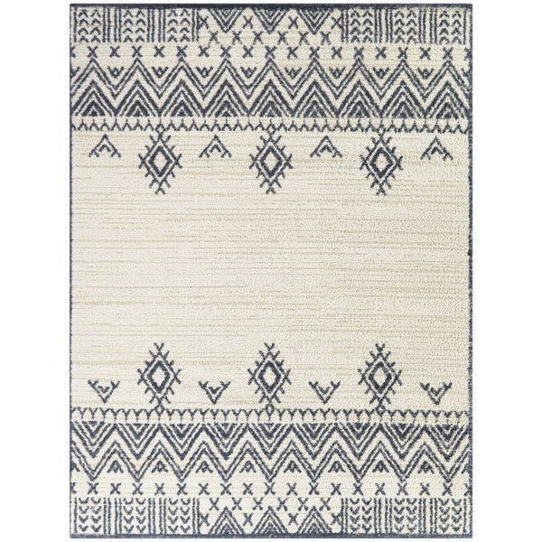 Union Rustic Tapis rectangulaire noir / beige tissé à la machine en polyester / polypropylène ...